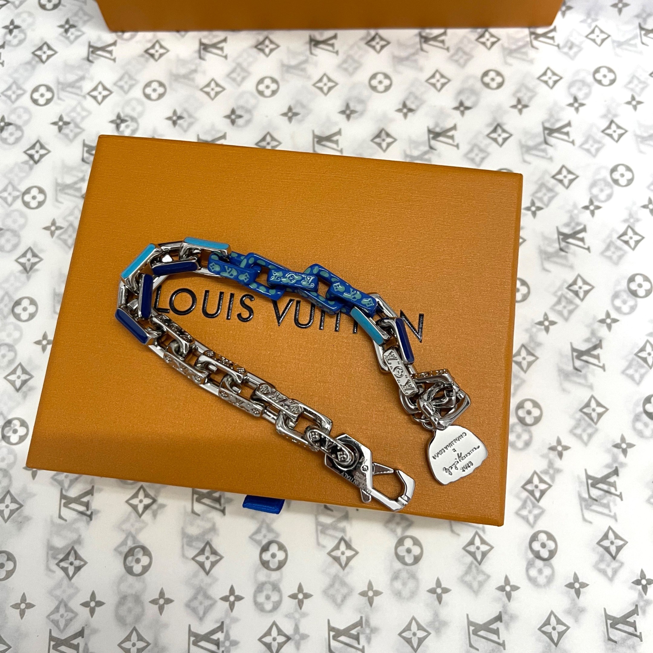 LV x YK Paradise Chain Bracelet Blue For Men M0977L - Dealiax