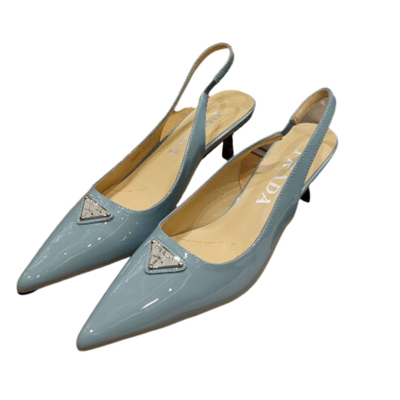 Prada Slingback Spike Pumps Blue For Women - Dealiax