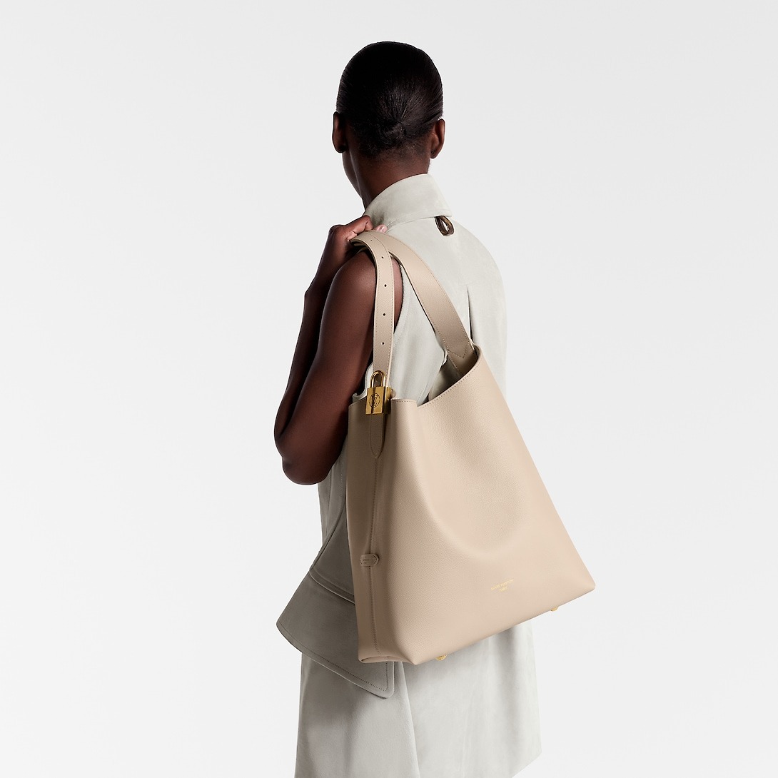 Louis Vuitton Low Key Hobo MM Limestone Gray For Women M25022 12.2in ...