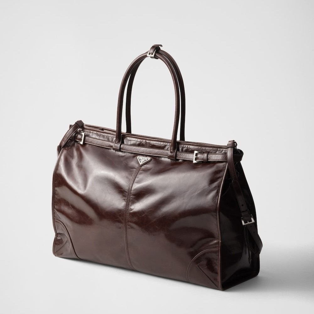 Prada Bonnie Leather Tote Bag Dark Brown For Men 19.7in/50cm 2VG128_2CYR_F01D6_V_OOO - Dealiax