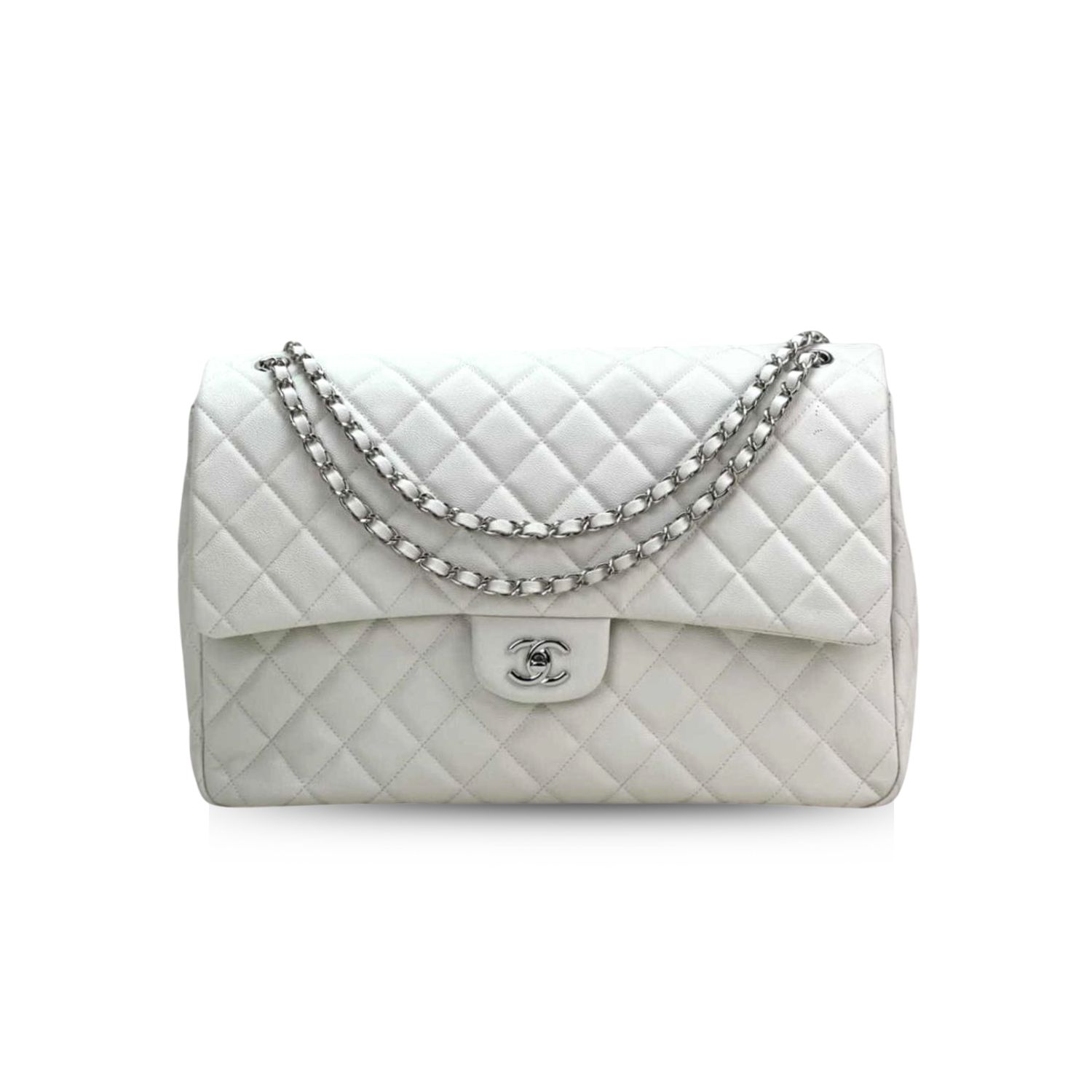 Chanel Maxi Jumbo XL Classic Bag White For Women 35cm/13.8in
