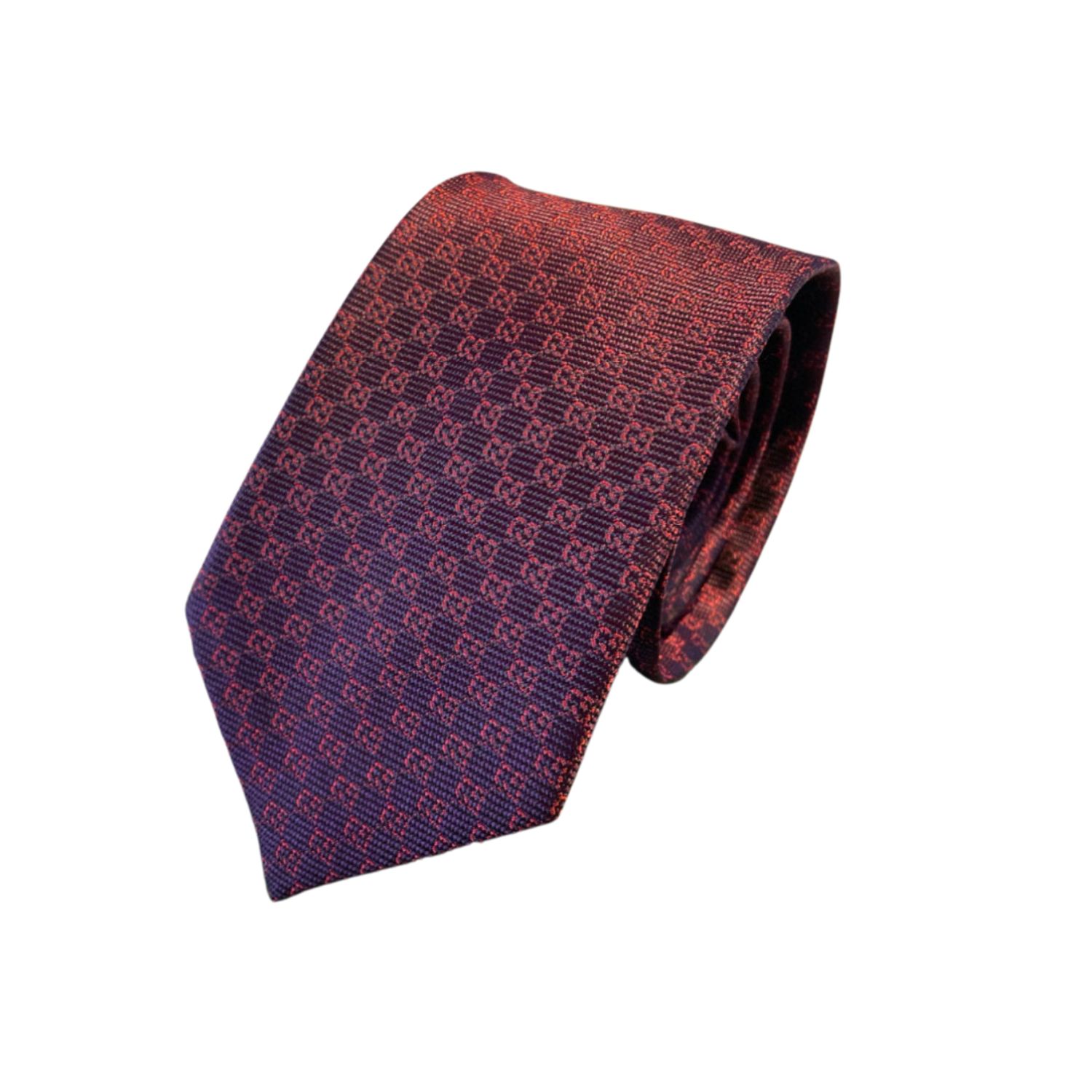 Gucci Monogram Interlocking G Jacquard Burgundy Tie For Men - Dealiax