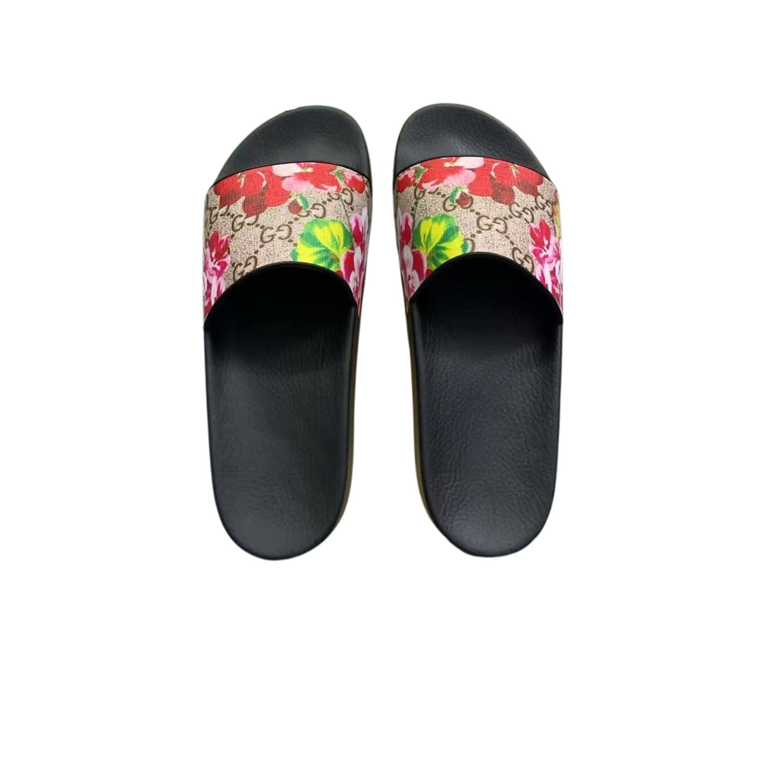Gucci Blooms Supreme Floral Slide Sandal Black For Women 408508 KU200 ...
