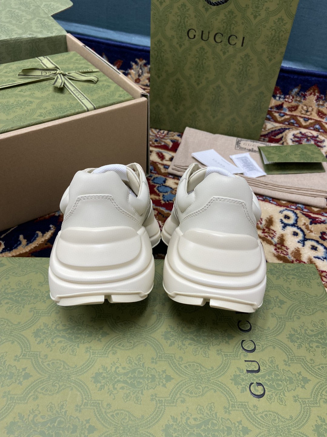 Gucci Men's Rhyton Sneakers With Gucci Love Parade Red White Ivory For ...