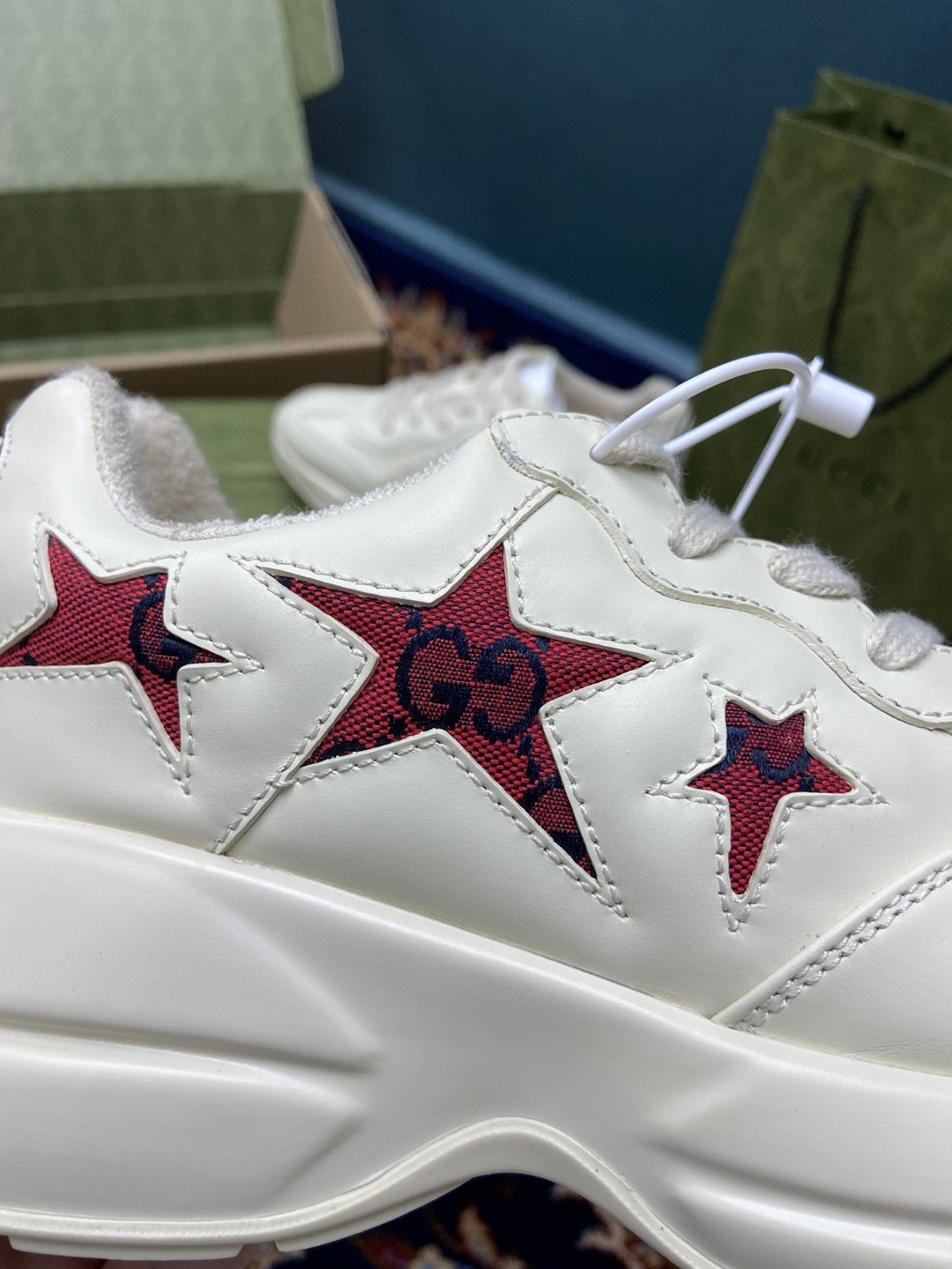 Gucci Rhyton Sneaker With Red Stars White Ivory For Men 664961 2SHC0 ...