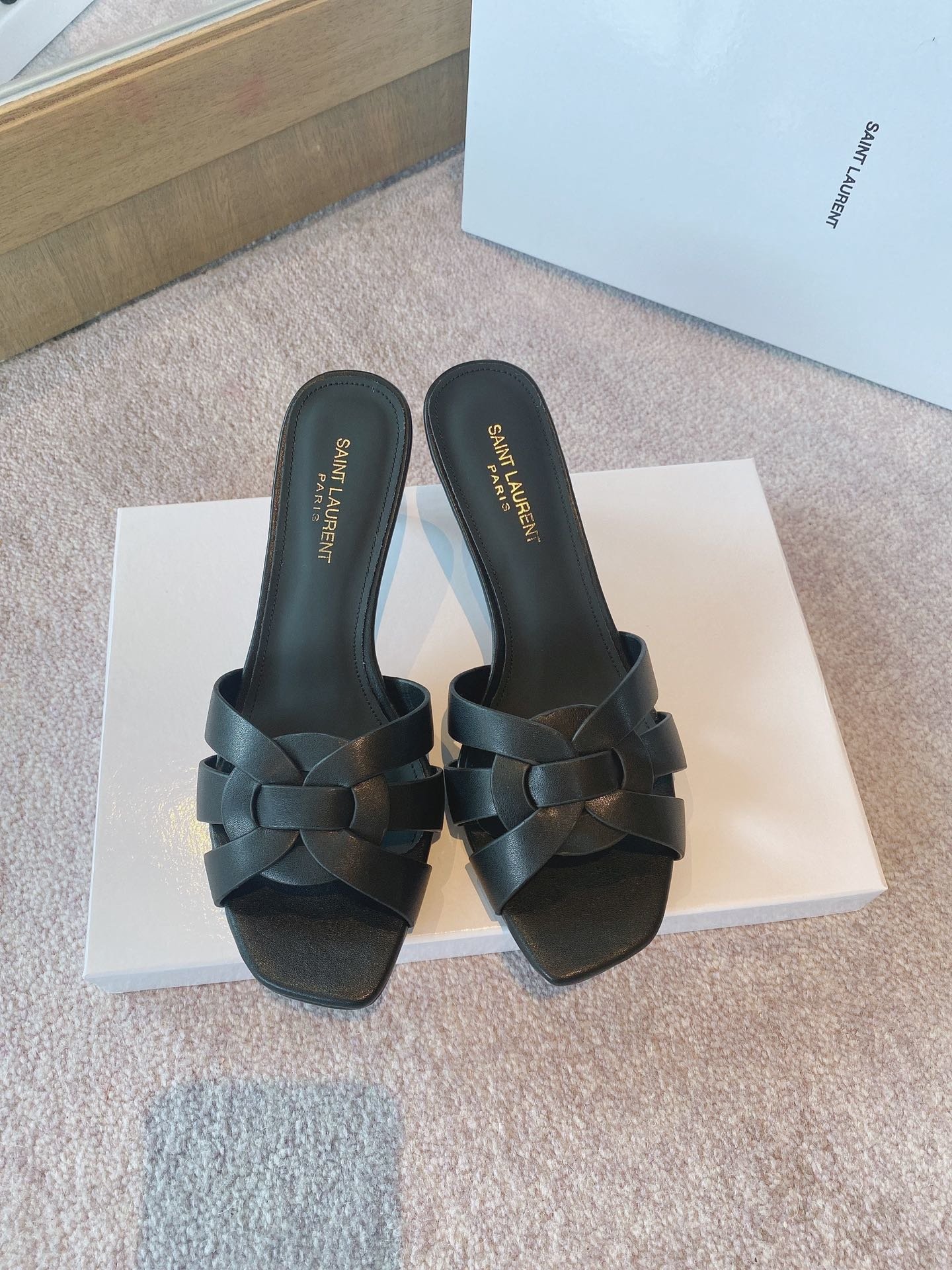 Saint Laurent Women's Tribute Heeled Mules Black For Women YSL ...