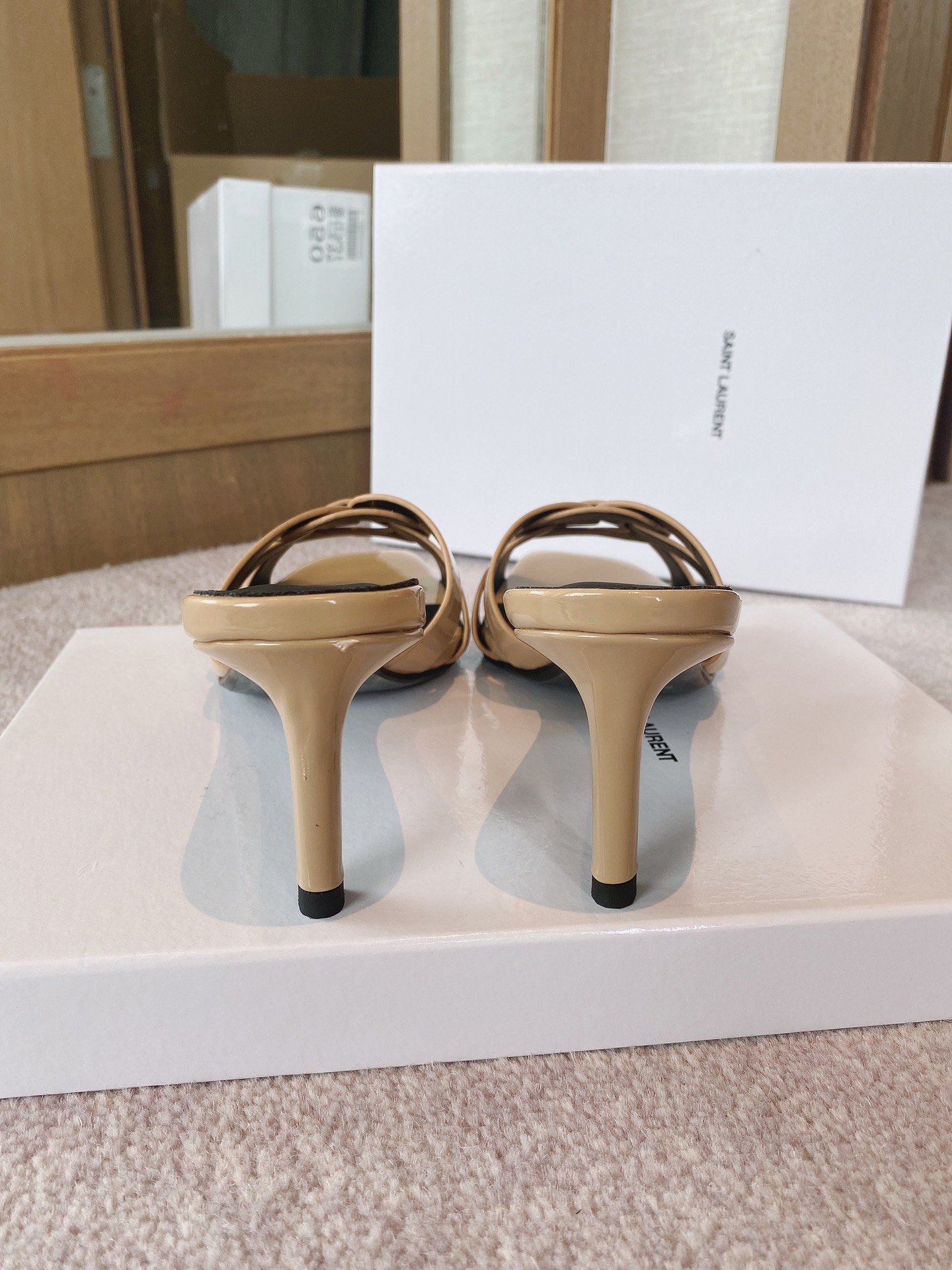Saint Laurent Women's Tribute Heeled Mules Beige For Women YSL - Dealiax